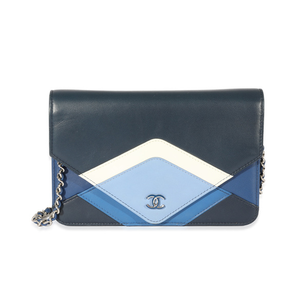CHANEL | Bags | Chanel Navy White Blue Lambskin Wallet On Chain | Poshmark